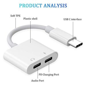 USB-C Headphone and Charger Adapter, Dreamvasion Type C to USB C DAC Audio Jack and PD Fast Charging Converter Splitter Compatible for Huawei Mate 20 20 Pro/Huawei P20 P20 Pro/Google Pixel 3 3 XL