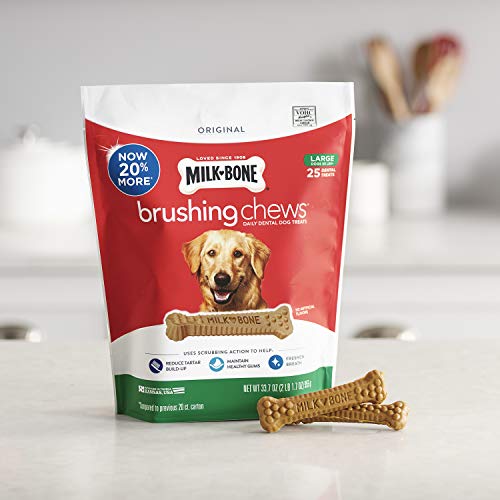 Milk-Bone Brushing Chews Daily Dental Dog Treats, Large, 25 Count