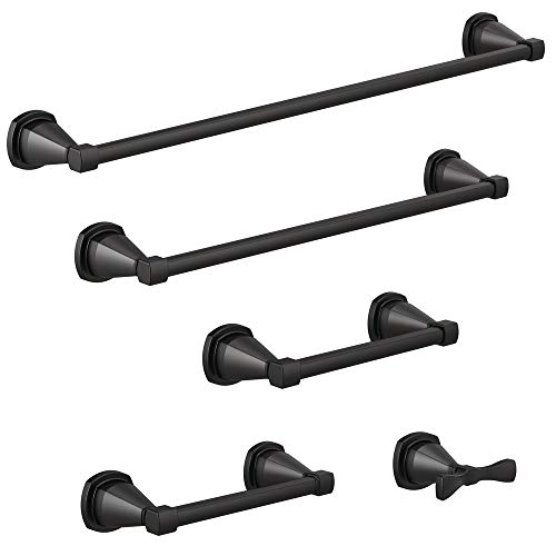 Delta Faucet Stryke Double Towel Hook, Matte Black, Bathroom Accessories, 77638-BL