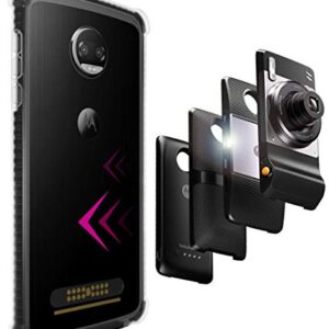 Casewe – Motorola Moto Z2 Force Flexible TPU Protective Bumper Case Cover/Compatible with Moto Mods - Black & Clear