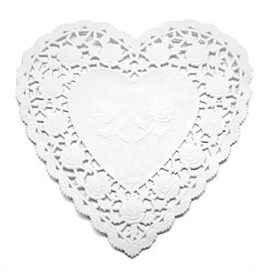 6 Inch Heart Shaped White Lace Paper Doilies 100 Count