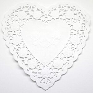 6 Inch Heart Shaped White Lace Paper Doilies 100 Count