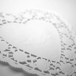 6 Inch Heart Shaped White Lace Paper Doilies 100 Count