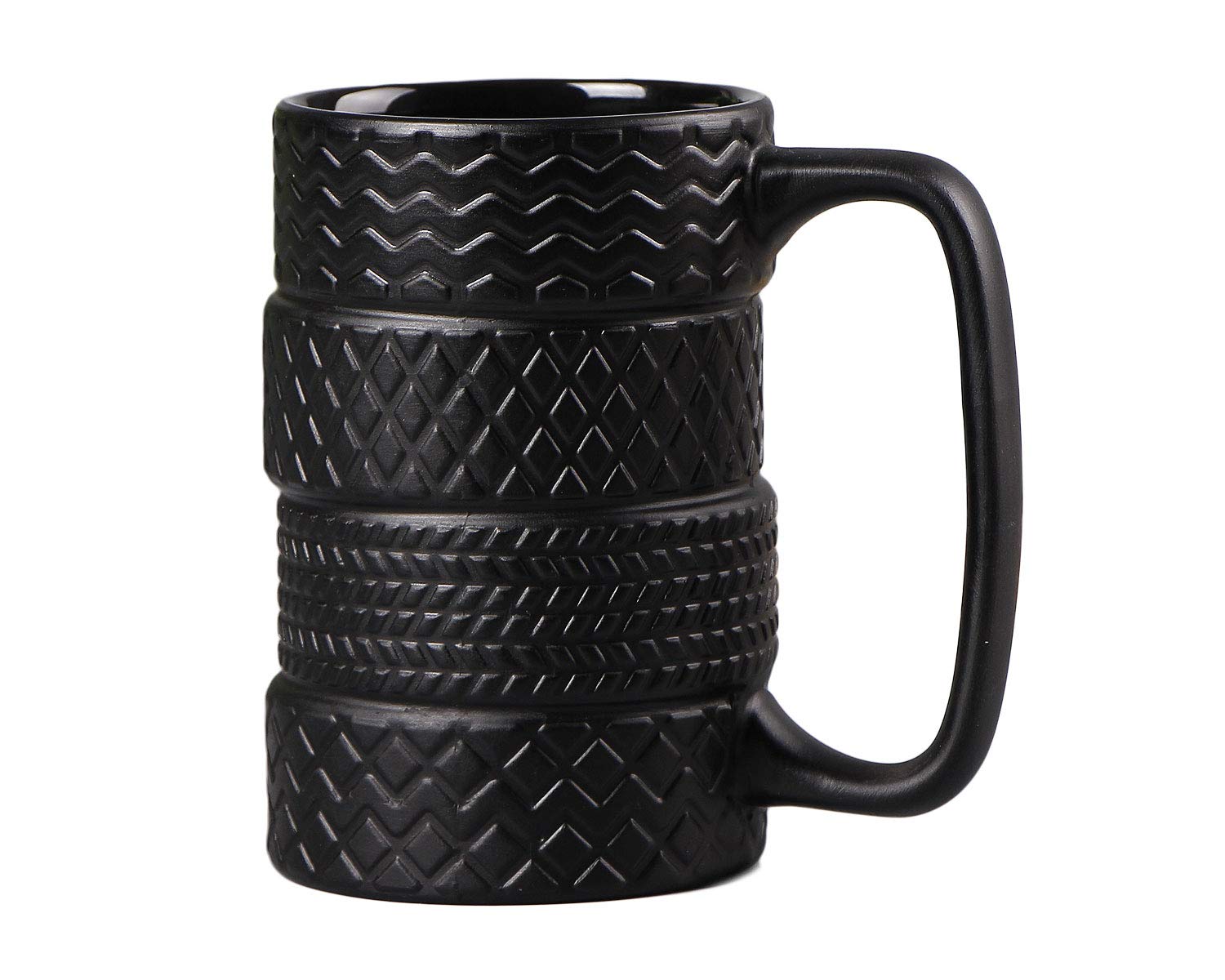 VanEnjoy 3D Cool Black Tyre Tire Shaped Frosted Ceramic Mug Large Coffee Tea Cup Unique Gifts Car Fans 14 oz(400ml)