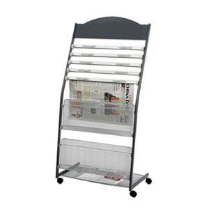 magazine rack five-layer aluminum newspaper rack magazine rack magazine rack floor newspaper rack best gift (color : gray, size : 63.5 * 36 * 133cm)