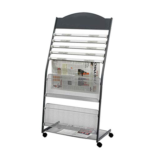 Magazine Rack Five-Layer Aluminum Newspaper Rack Magazine Rack Magazine Rack Floor Newspaper Rack Best Gift (Color : Gray, Size : 63.5 * 36 * 133cm)