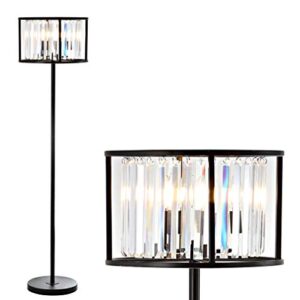 jonathan y jyl9054a bevin 63" metal/crystal led floor lamp, glam, contemporary, modern, elegant, office, living room, family room, dining room, bedroom, hallway, foyer, oil rubbed bronze/crystal