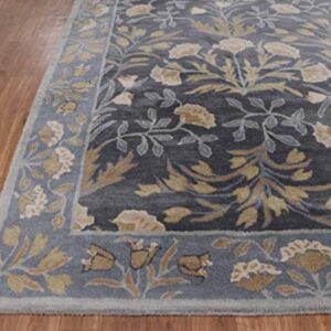 Old Hand Made Floral Blue Tulip Traditional Persian Oriental Woolen Area Rugs (9'x12')