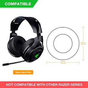 ManO'War Earpads, JARMOR Replacement Memory Foam Ear Cushion Kit Pad Cover for Razer Razer ManO'War Headphone ONLY (Black)