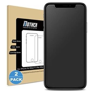 mothca 2 pack matte glass screen protector for iphone xs max/iphone 11 pro max anti-glare & anti-fingerprint tempered glass clear film case friendly 3d touch easy install bubble free - smooth as silk