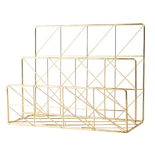 Magazine Rack Wall Wrought Iron Bookshelf Gold Shelf Living Room Creative Home Wall Magazine Storage Rack Best Gift (Color : Gold, Size : 251220cm)