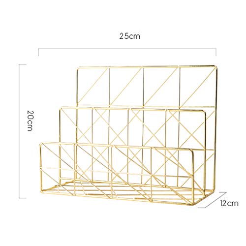 Magazine Rack Wall Wrought Iron Bookshelf Gold Shelf Living Room Creative Home Wall Magazine Storage Rack Best Gift (Color : Gold, Size : 251220cm)