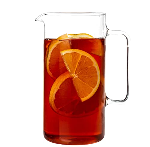 Simax Glass Pitcher, 64 Oz (2 Quart) Borosilicate Glass Water Pitchers, Hot and Cold Safe Sangria Pitchers, for Beverage, Iced Tea, Lemonade & Juice