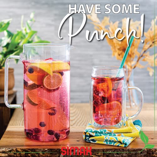 Simax Glass Pitcher, 64 Oz (2 Quart) Borosilicate Glass Water Pitchers, Hot and Cold Safe Sangria Pitchers, for Beverage, Iced Tea, Lemonade & Juice