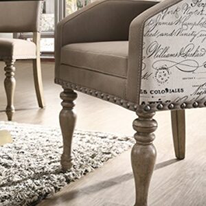 Roundhill Furniture Birmingham 8-Piece Extendable Table with Nailhead Bench and Armchairs Dining Set, Driftwood