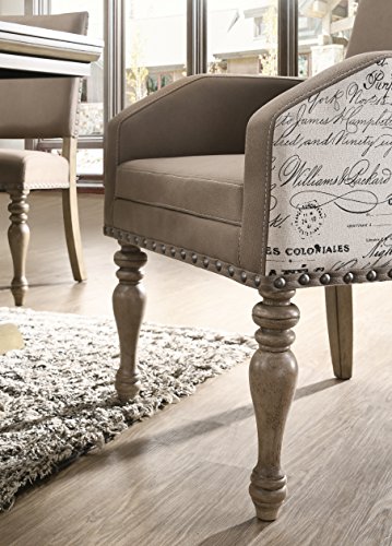 Roundhill Furniture Birmingham 8-Piece Extendable Table with Nailhead Bench and Armchairs Dining Set, Driftwood