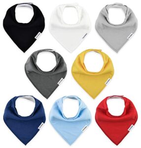 theazbaby baby bandana drool bibs for boys and girls, organic, plain colors, unisex 8 pack baby shower gift set for teething and drooling, soft absorbent and hypoallergenic ( solid colors )