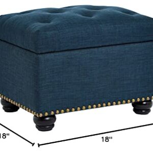 FIRST HILL FHW Storage Ottoman, Blue Linen