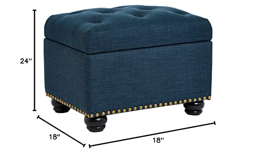 FIRST HILL FHW Storage Ottoman, Blue Linen