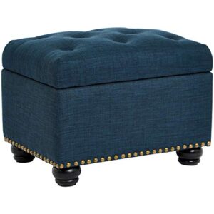 FIRST HILL FHW Storage Ottoman, Blue Linen