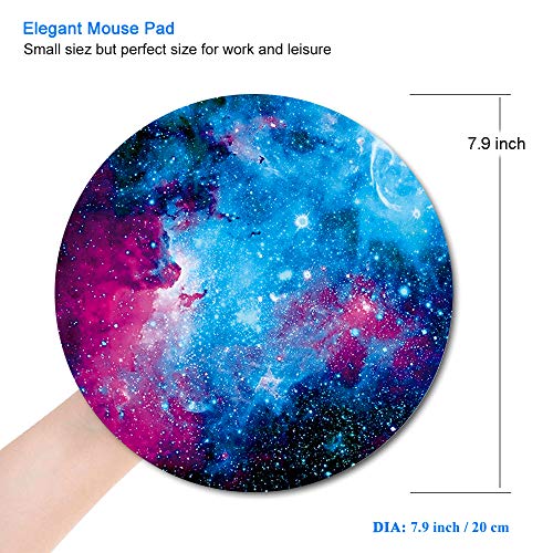 BOSOBO Mouse Pad, Round Nebula Galaxy Mouse Pad, Personalized Designs, Dual Stitched Edges, Anti-Slip Rubber Base, Customized Mousepad for Women Girls Office Computer Laptop Travel, 7.9 x 7.9 Inch