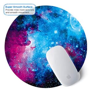 BOSOBO Mouse Pad, Round Nebula Galaxy Mouse Pad, Personalized Designs, Dual Stitched Edges, Anti-Slip Rubber Base, Customized Mousepad for Women Girls Office Computer Laptop Travel, 7.9 x 7.9 Inch