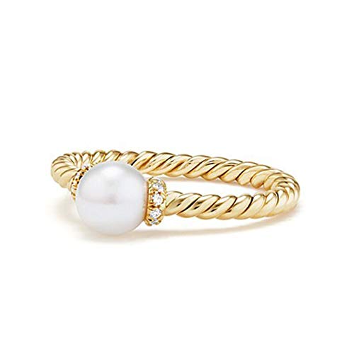 888 Easy Shop Gorgeous Wedding Ring for Women 18k Yellow Gold White Pearl (7)