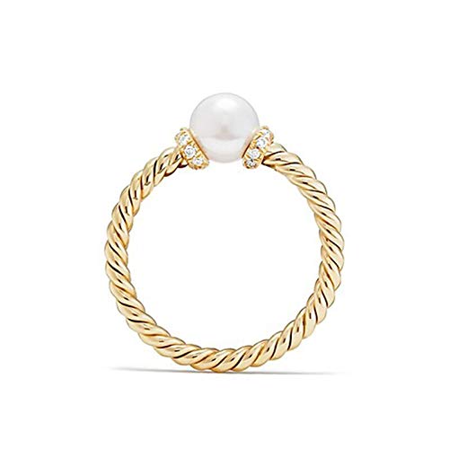 888 Easy Shop Gorgeous Wedding Ring for Women 18k Yellow Gold White Pearl (7)