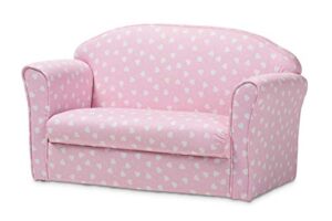 baxton studio sofas, pink/white heart print