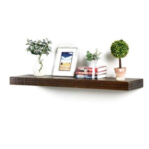 welland colin 10" deep floating shelves rustic wall shelf wall mounted wooden shelves (walnut, 48x10x2.75 inch)