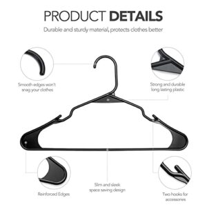 HOUSE DAY Black Plastic Hangers 50 Pack, Plastic Clothes Hangers Space Saving, Sturdy Clothing Notched Hangers, Heavy Duty Coat Hangers for Closet, Laundry Hangers for Adult Coat, Suit, Shirt, Dress