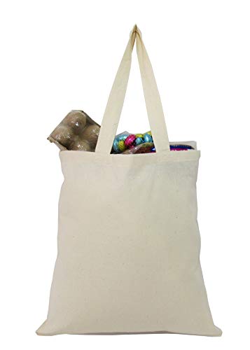 12 Pack Canvas Tote Bags Bulk Plain Fabric for Crafts, DIY, Vinyl, Shopping, Groceries (Natural Color, 15x16)