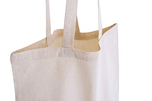 12 Pack Canvas Tote Bags Bulk Plain Fabric for Crafts, DIY, Vinyl, Shopping, Groceries (Natural Color, 15x16)