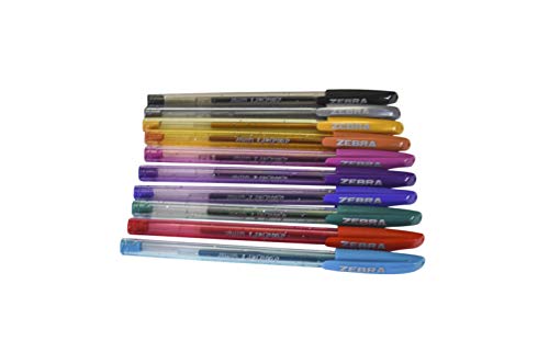 Zebra Pen Doodlerz Gel Stick Pen, Bold Point, 1.0mm, Assorted Glitter Colors, 10 Pack