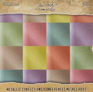 tim holtz, advantus kraft-stock mtllic confections printed paper, metallic, 8 x 8 inches