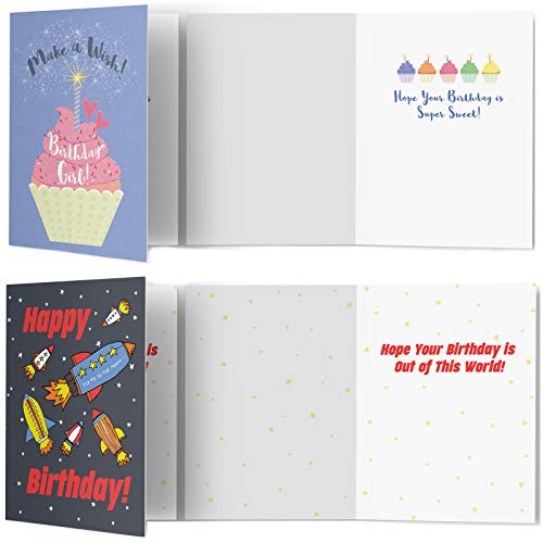 Tiny Expressions - 10 Kids Birthday Cards with Inside Messages and Envelopes