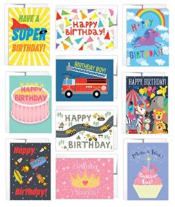 tiny expressions - 10 kids birthday cards with inside messages and envelopes