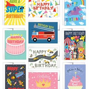 Tiny Expressions - 10 Kids Birthday Cards with Inside Messages and Envelopes