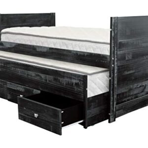 Bedz King All in One Twin Bed with Twin Trundle and 3 Built in Drawers, Weathered Black