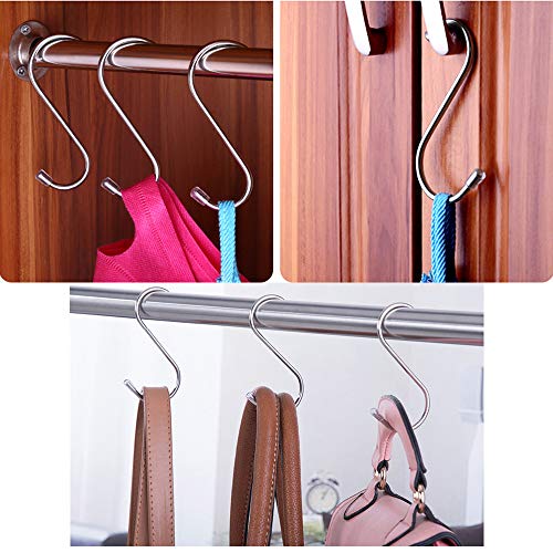 Enenes 20 Pack Heavy Duty S Shape Hooks S Stainless Hanging Hangers with Protect Cap for Kitchen, Balcony, Bathroom, Bedroom(Large Size-5.51x1.77 inch)