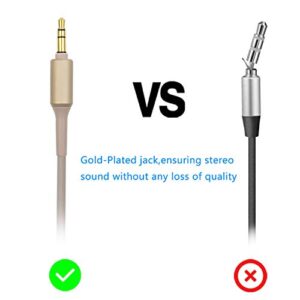 Sqrmekoko Upgrade Cable Cord for Sony MDR-10R MDR-100ABN MDR-1A MDR-XB950bt MDR-1000X MDR-1ADAC Noise Cancelling Wireless Headsets (Gold)