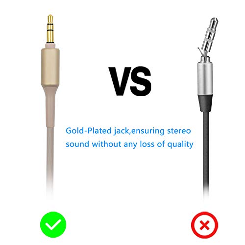 Sqrmekoko Upgrade Cable Cord for Sony MDR-10R MDR-100ABN MDR-1A MDR-XB950bt MDR-1000X MDR-1ADAC Noise Cancelling Wireless Headsets (Gold)