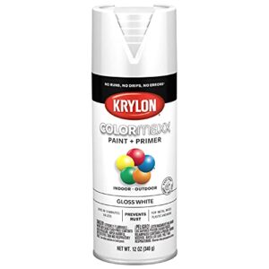 krylon k05545007 colormaxx spray paint and primer for indoor/outdoor use, gloss white 12 oz (pack of 1)