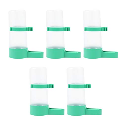 Yardwe 5Pcs Birds Feeder Drinker Waterer Clip with Automatic Drinking Water Sprinkler Proof Bird Cup for Parrots Budgie Cockatiel Lovebirds (M)