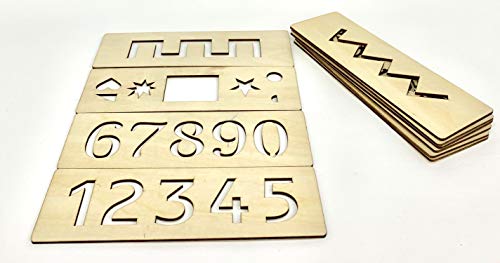 Bodima Educational Wood Handwriting Stencil Set | Easy-to-Use Writing Guide for Kids & Preschoolers | Letters & Number Stencils for More Convenient Handling & Tracing | Reusable Boards (Shapes)