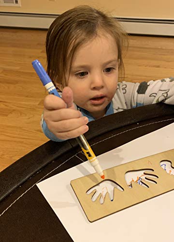 Bodima Educational Wood Handwriting Stencil Set | Easy-to-Use Writing Guide for Kids & Preschoolers | Letters & Number Stencils for More Convenient Handling & Tracing | Reusable Boards (Shapes)