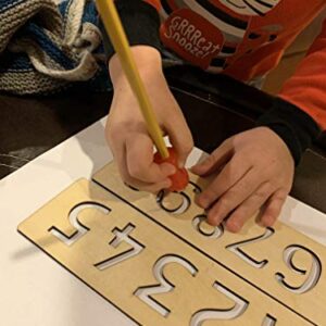 Bodima Educational Wood Handwriting Stencil Set | Easy-to-Use Writing Guide for Kids & Preschoolers | Letters & Number Stencils for More Convenient Handling & Tracing | Reusable Boards (Shapes)