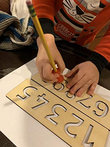 Bodima Educational Wood Handwriting Stencil Set | Easy-to-Use Writing Guide for Kids & Preschoolers | Letters & Number Stencils for More Convenient Handling & Tracing | Reusable Boards (Shapes)