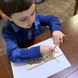 Bodima Educational Wood Handwriting Stencil Set | Easy-to-Use Writing Guide for Kids & Preschoolers | Letters & Number Stencils for More Convenient Handling & Tracing | Reusable Boards (Shapes)