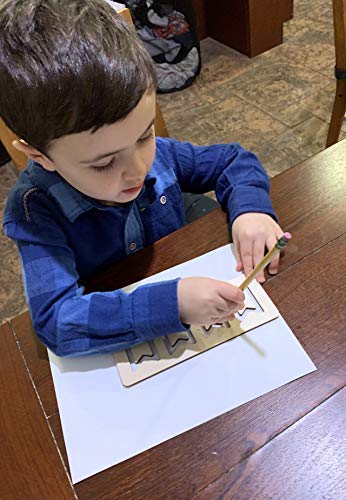 Bodima Educational Wood Handwriting Stencil Set | Easy-to-Use Writing Guide for Kids & Preschoolers | Letters & Number Stencils for More Convenient Handling & Tracing | Reusable Boards (Shapes)